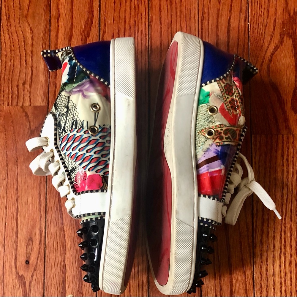 Christian Louboutin Vieira Spike Print Sneakers Sz7 - Gem